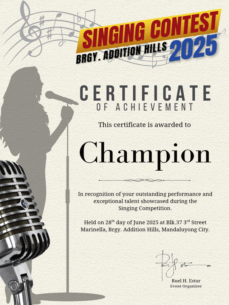 Singing Competition Certificate | PDF