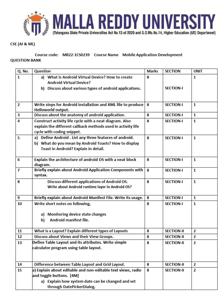 Mad Final Answer Key | PDF | Android (Operating System) | Mobile App