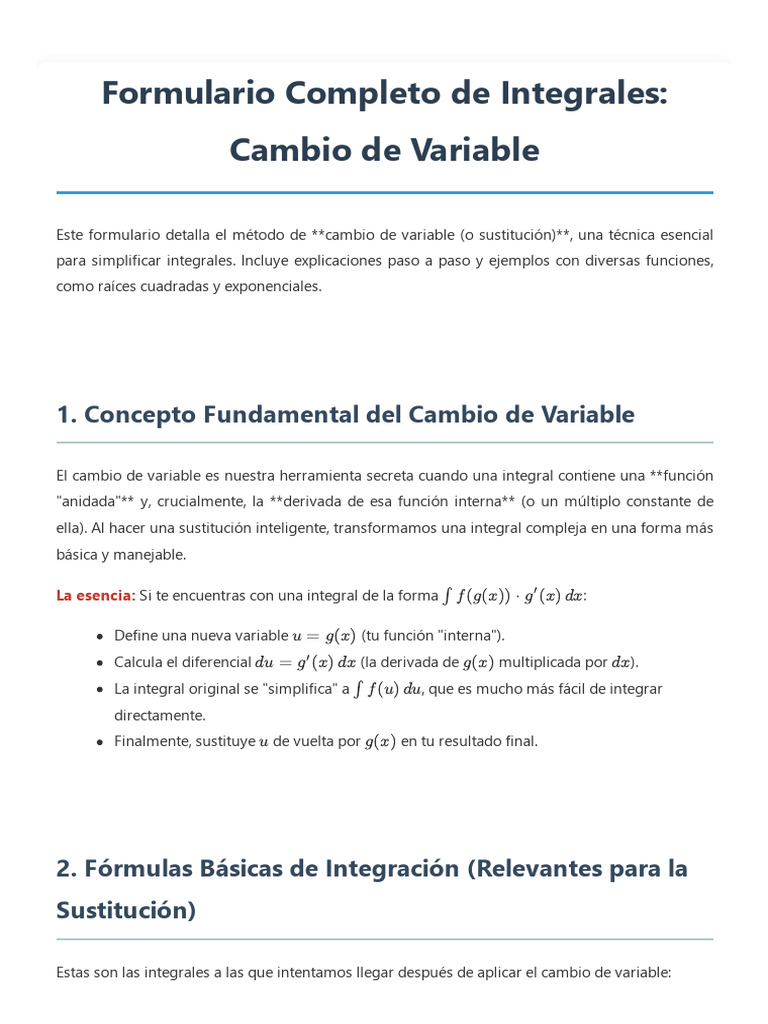 Formulario 1 - 1 | PDF | Integral | Derivado