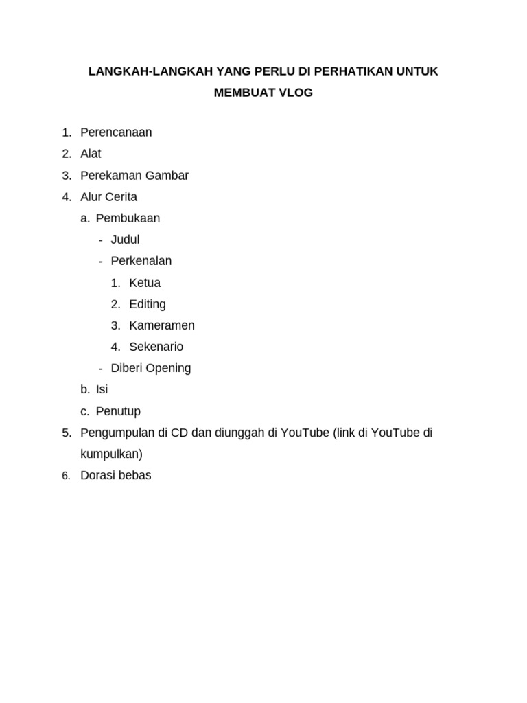 Alur Pembuatan Vlog Stady Tour | PDF