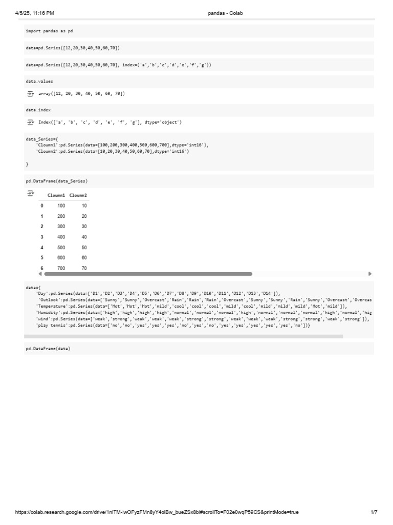 Pandas DataFrame and Series Examples | PDF | The Twilight Saga (Film ...