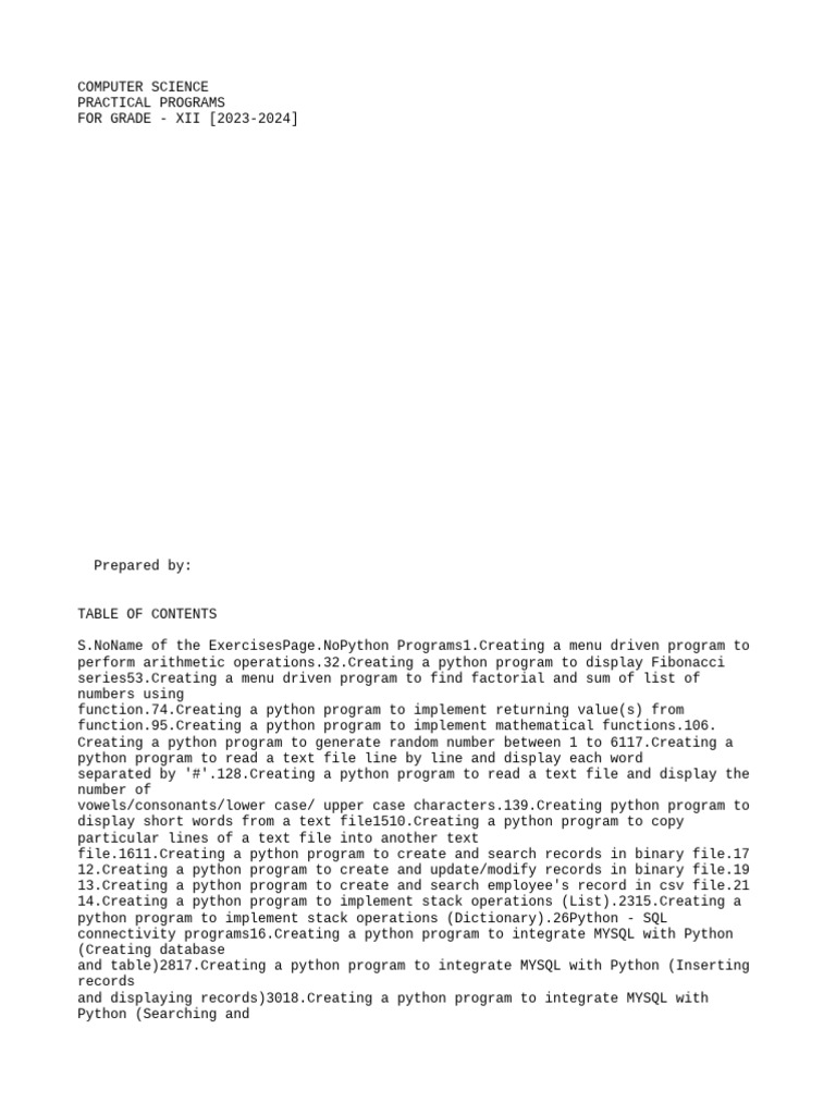 Class 12 Cs Practical Programs 2023-2024 (Updated) | PDF | Text File | Letter Case