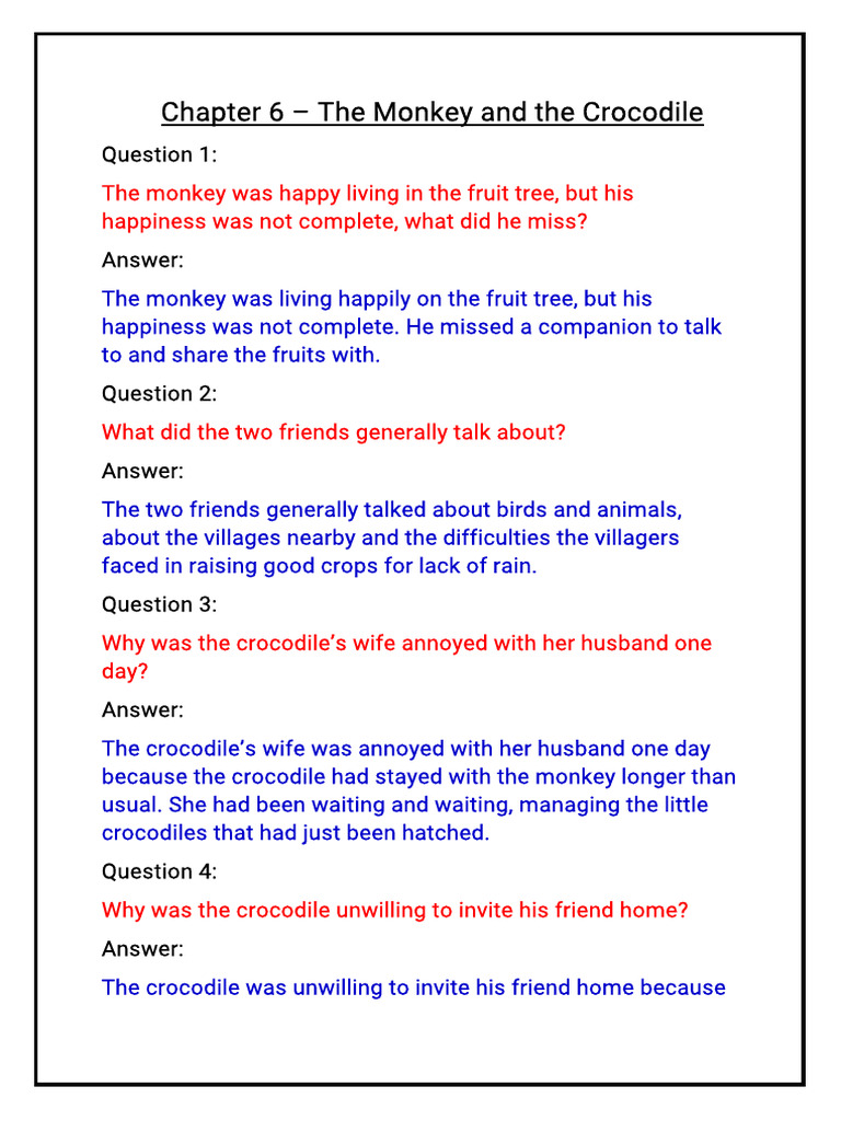 The Monkey and The Crocodile | PDF