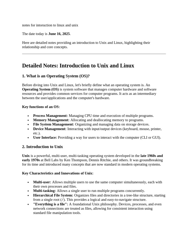OST Unit 2 Notes | PDF | Unix | Linux