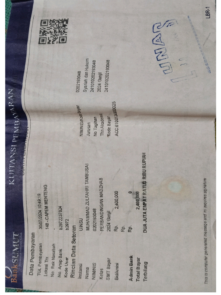 Slip Ukt Fahri | PDF