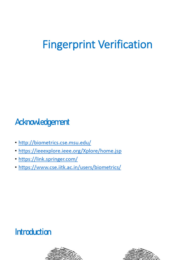 Fingerprint Verification Techniques and Analysis | PDF | Fingerprint ...