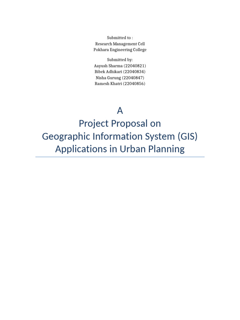 GIS Project Proposal With Cover-1 | PDF | Geographic Information System | Urban Planning