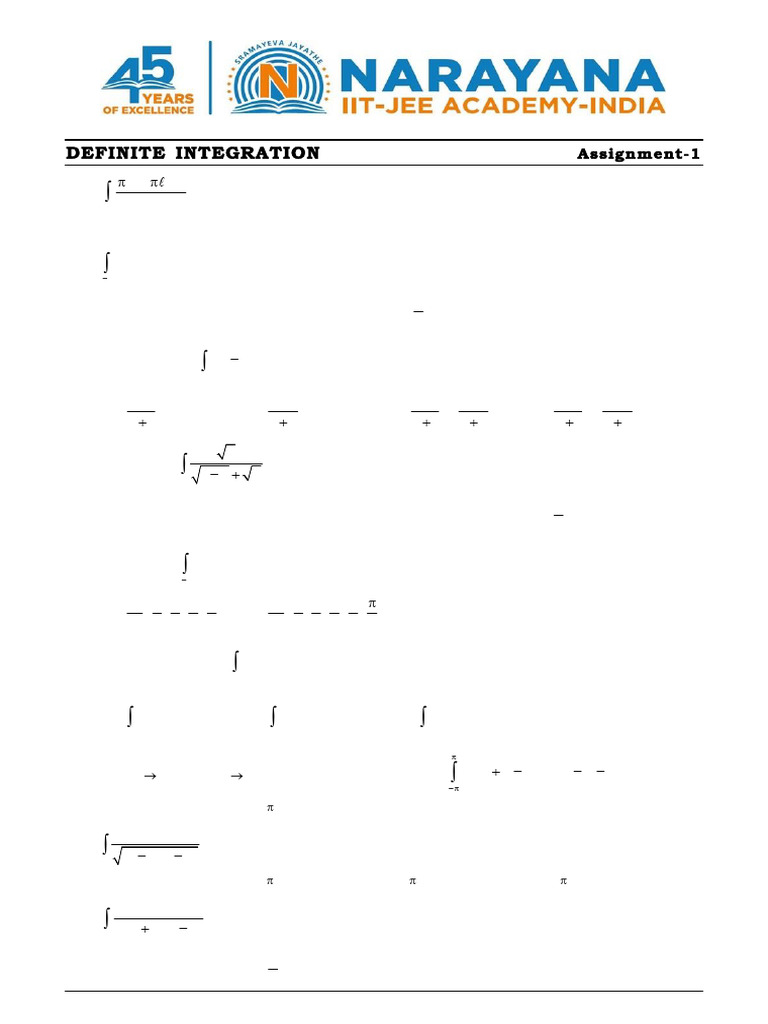 Definite Integration (Assignment 1 To 5) | PDF | Function (Mathematics) | Mathematics