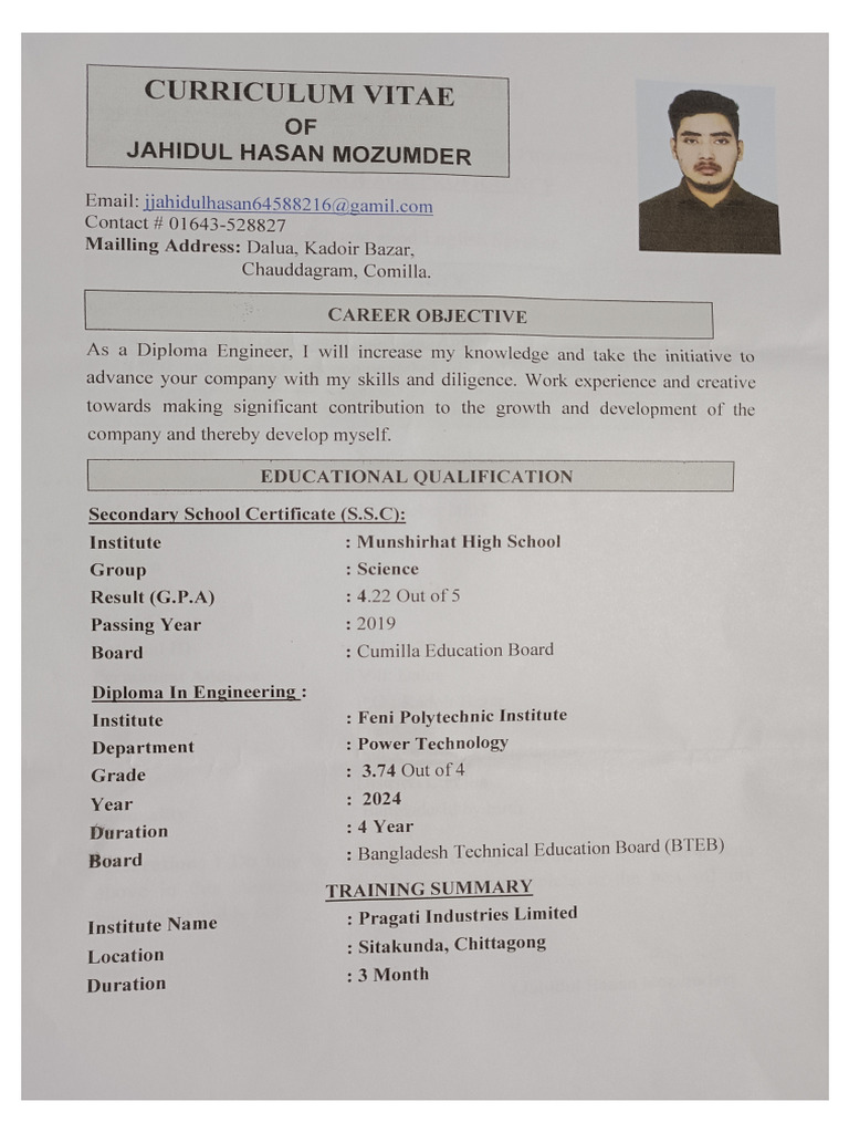 CV. Jahidul Hasan | PDF