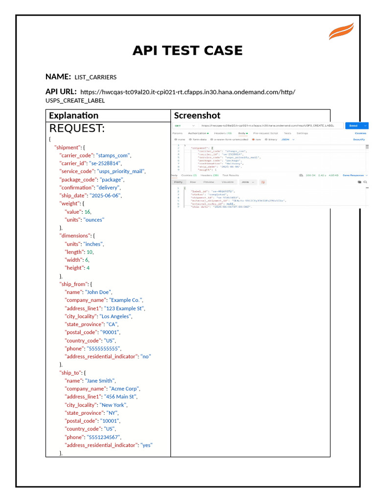 ShipStation API: USPS Label Creation | PDF | Length | Computing