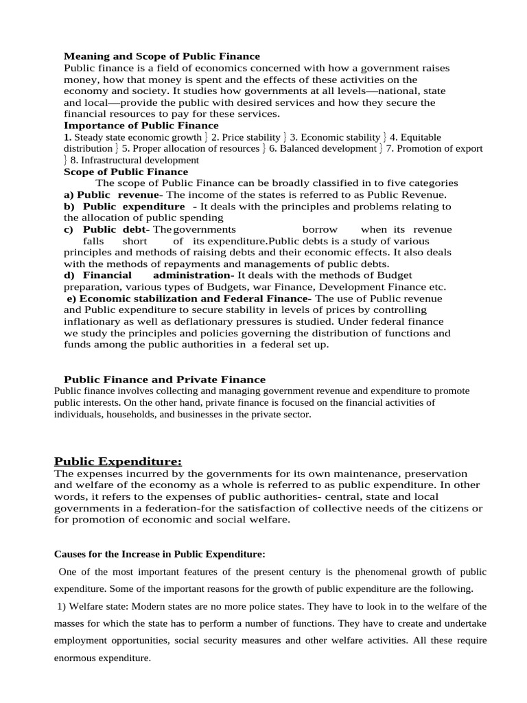 Public Economics-Notes Part 1 | PDF | Taxes | Government Budget Balance