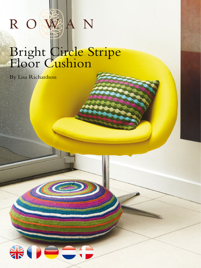 Rowan - Bright Stripe Circle Floor Cushion in Pure Wool Worsted ...