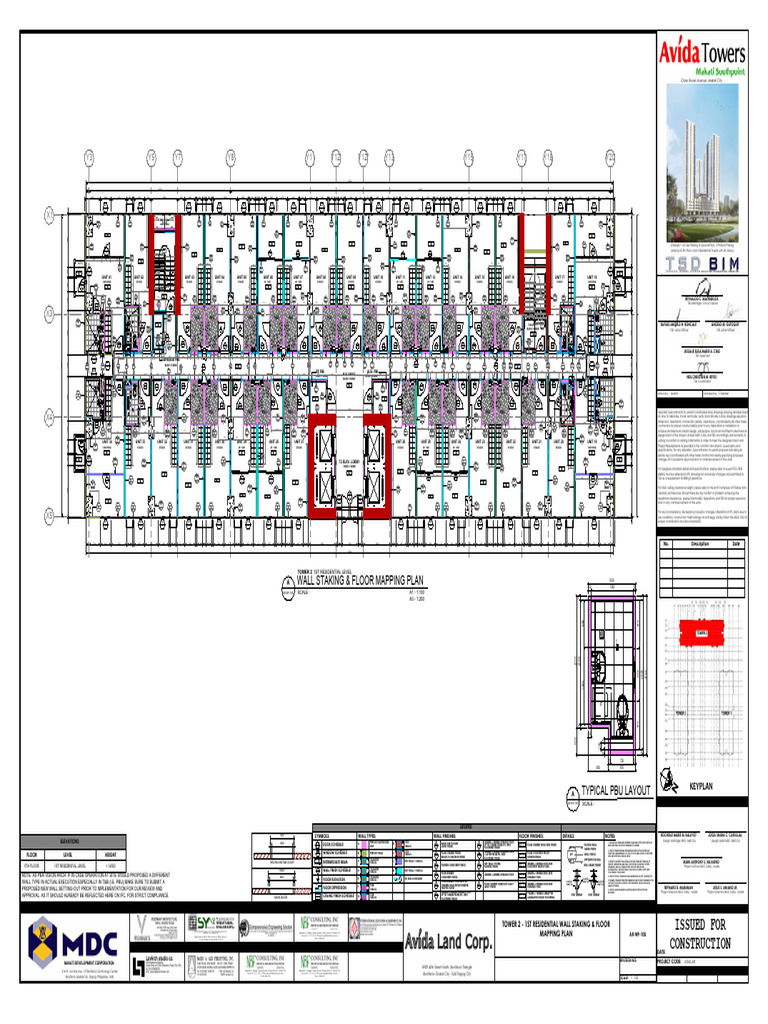 Ar-Wf-105 - Tower 2 - 1st Residential Wall Staking & Floor Mapping Plan | PDF | Structural ...