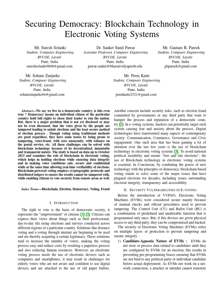 BlockChain Technology in Voting Systems | PDF | Electronic Voting | Voting