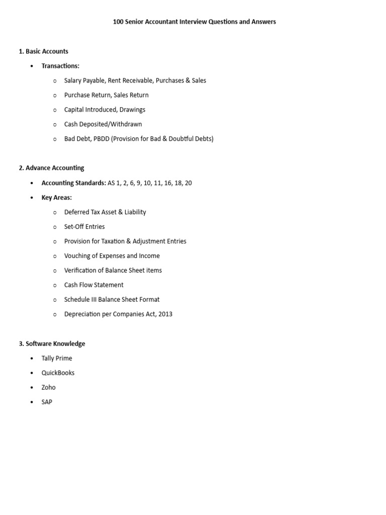 Senior Accountant Interview Q&A | PDF | Taxes | Balance Sheet