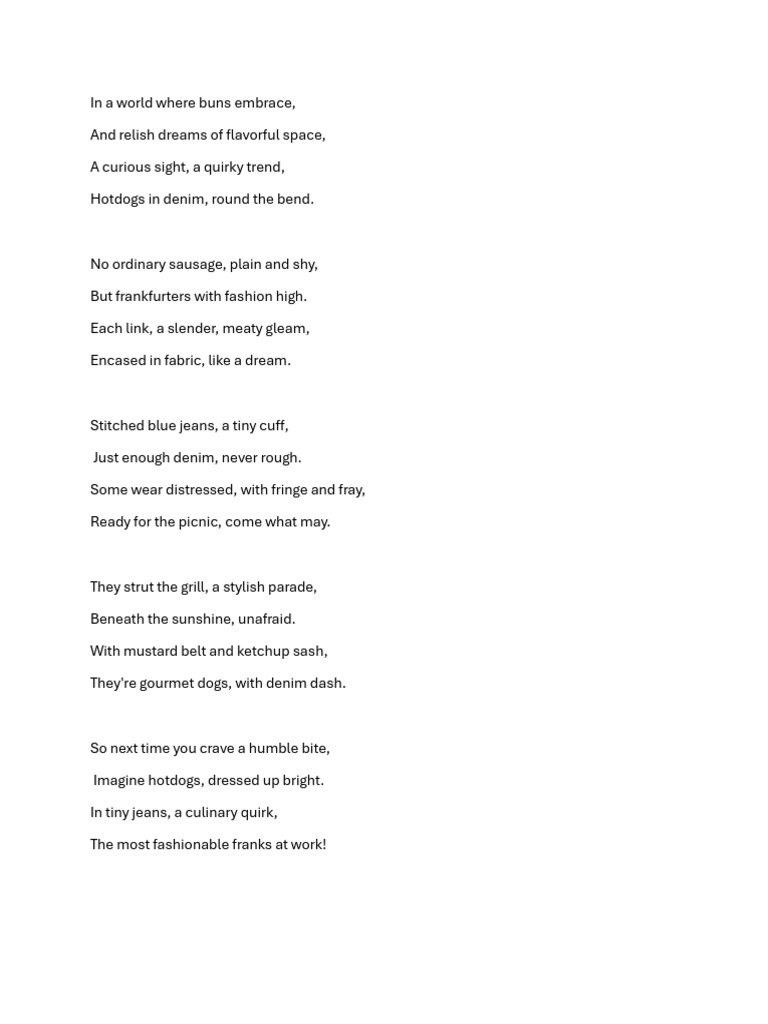 Hotdog Denim Poem | PDF