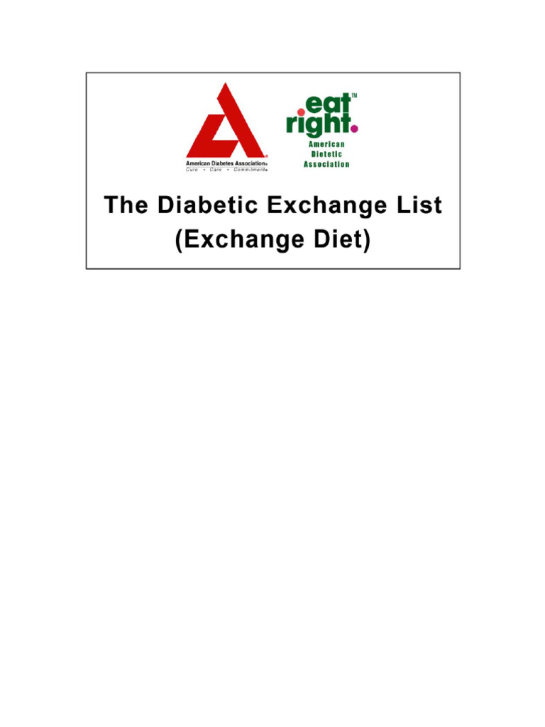 Diabetic Exchange List Overview | PDF | Sugar Substitute | Vegetables
