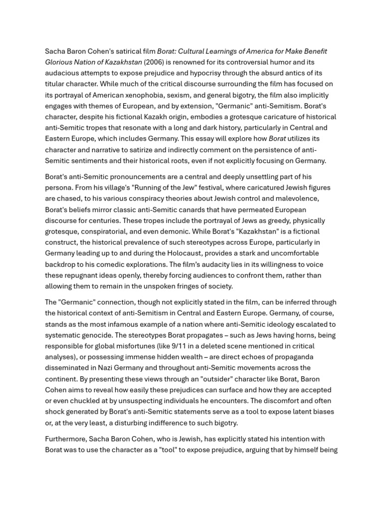 Borat Germanic Anti-Semitism | PDF | Antisemitism | Prejudice And Discrimination