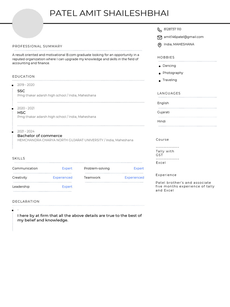 Amit Resume - 20250610 - 185742 - 0000 | PDF | Cognition | Learning