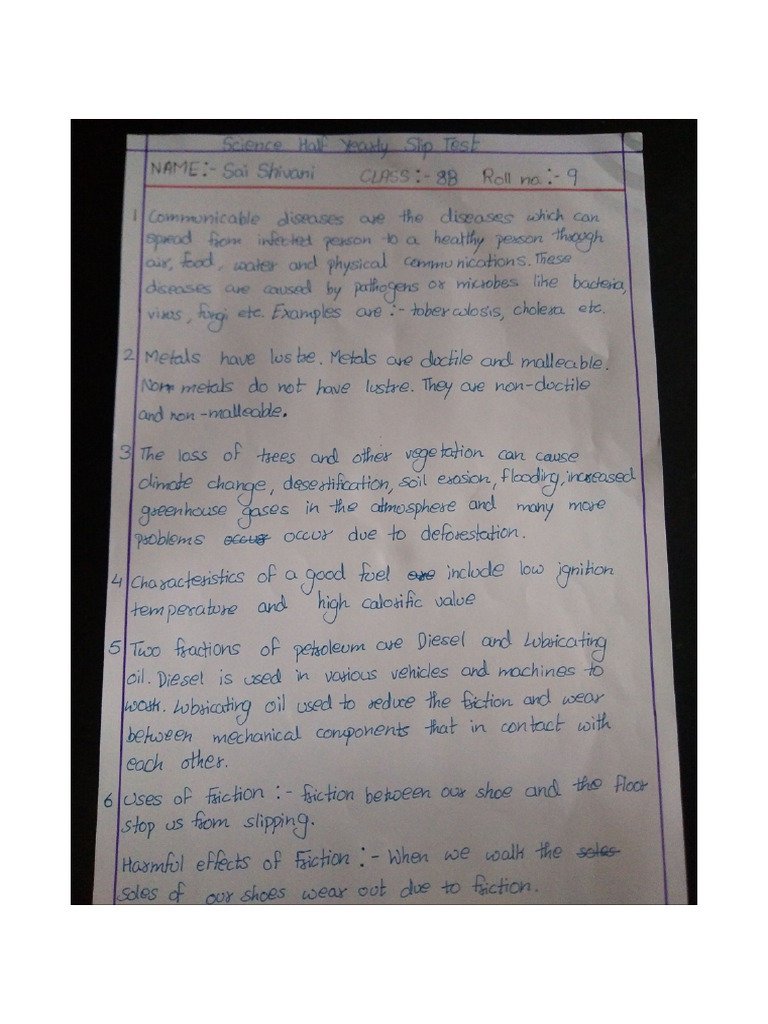 Science Slip Test | PDF