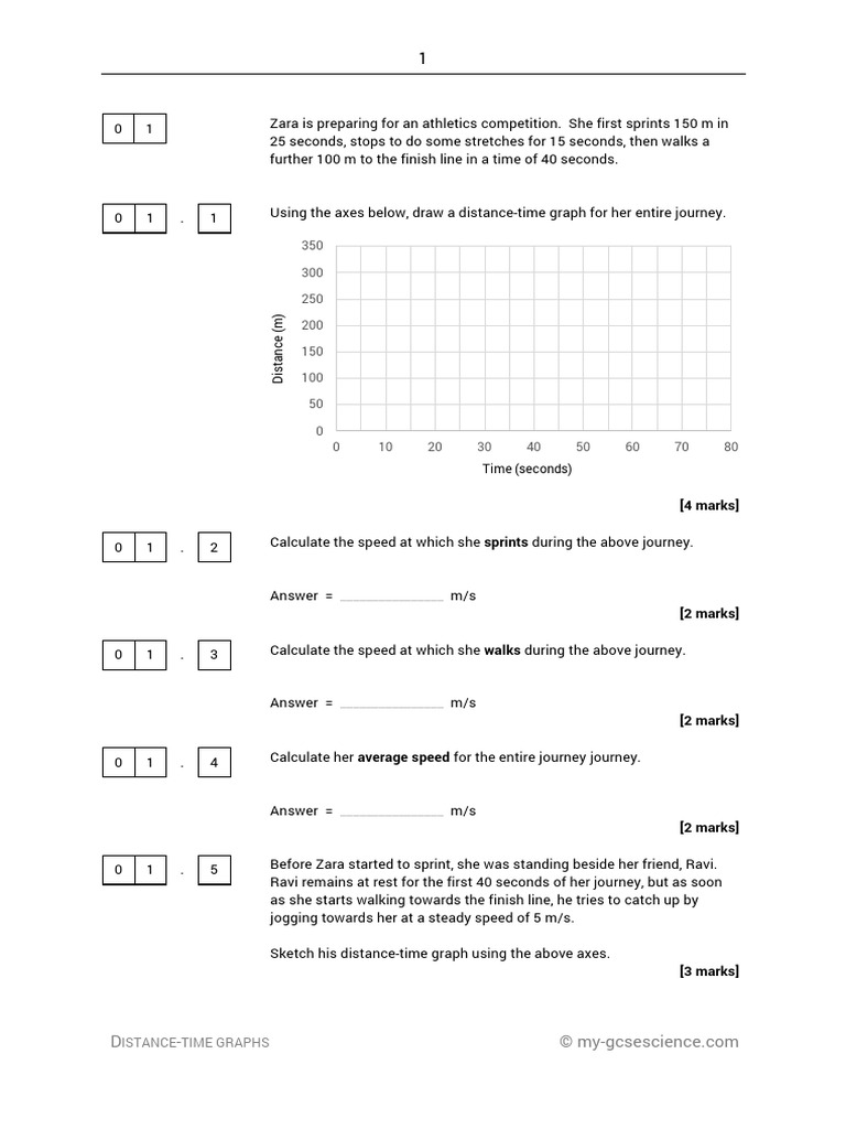 Distance Time Graphs Questions | PDF | Speed | Motion (Physics)
