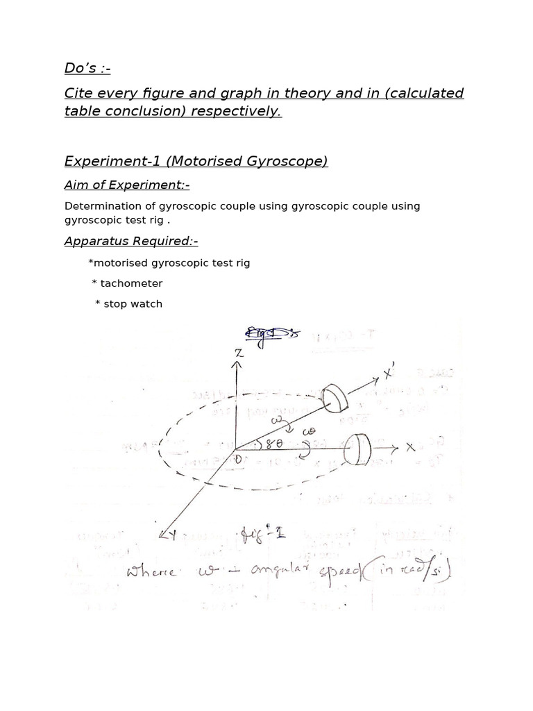 Dynamics Testing Lab Procedures | PDF | Rotation | Gyroscope