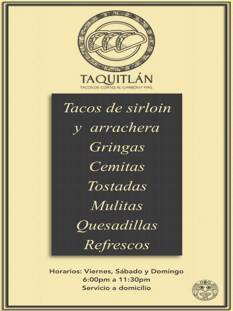 Menú para Tacos Mexicano | PDF