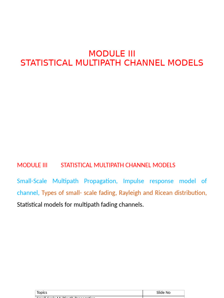 Module Iii Statistical Multipath Channel Models | PDF | Waves | Wireless