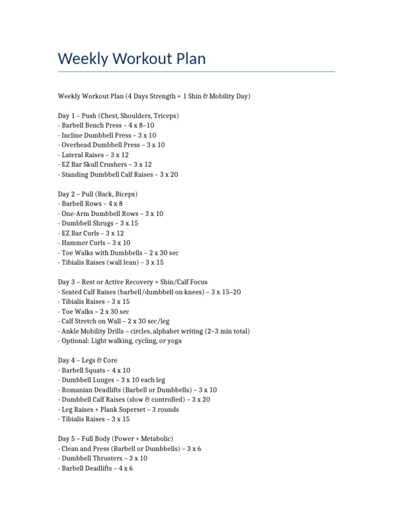 Workout Plan Bulking and Shin Splints | PDF