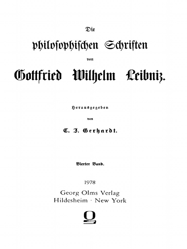 Die Philosophischen Schriften Band IV - Gottfried Wilhelm Von Leibniz | PDF
