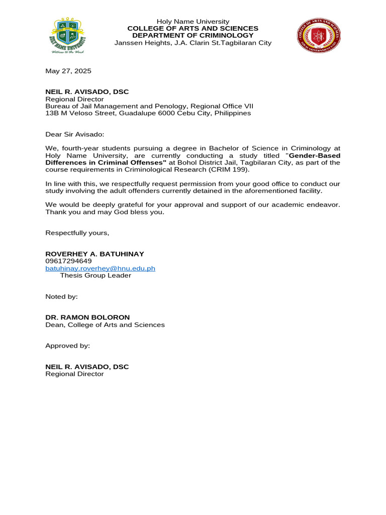 Letter To The Regional Director Final | PDF | Deviance (Sociology ...