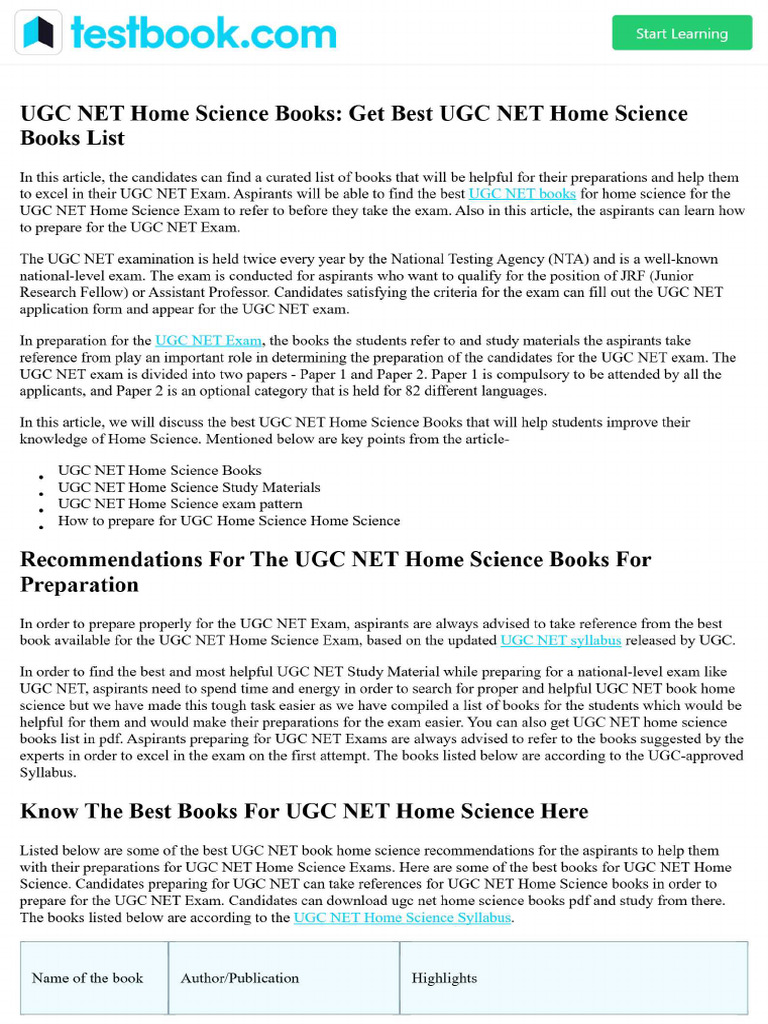 UGC NET Home Science Books - Get Best UGC NET Home Science Books List | PDF