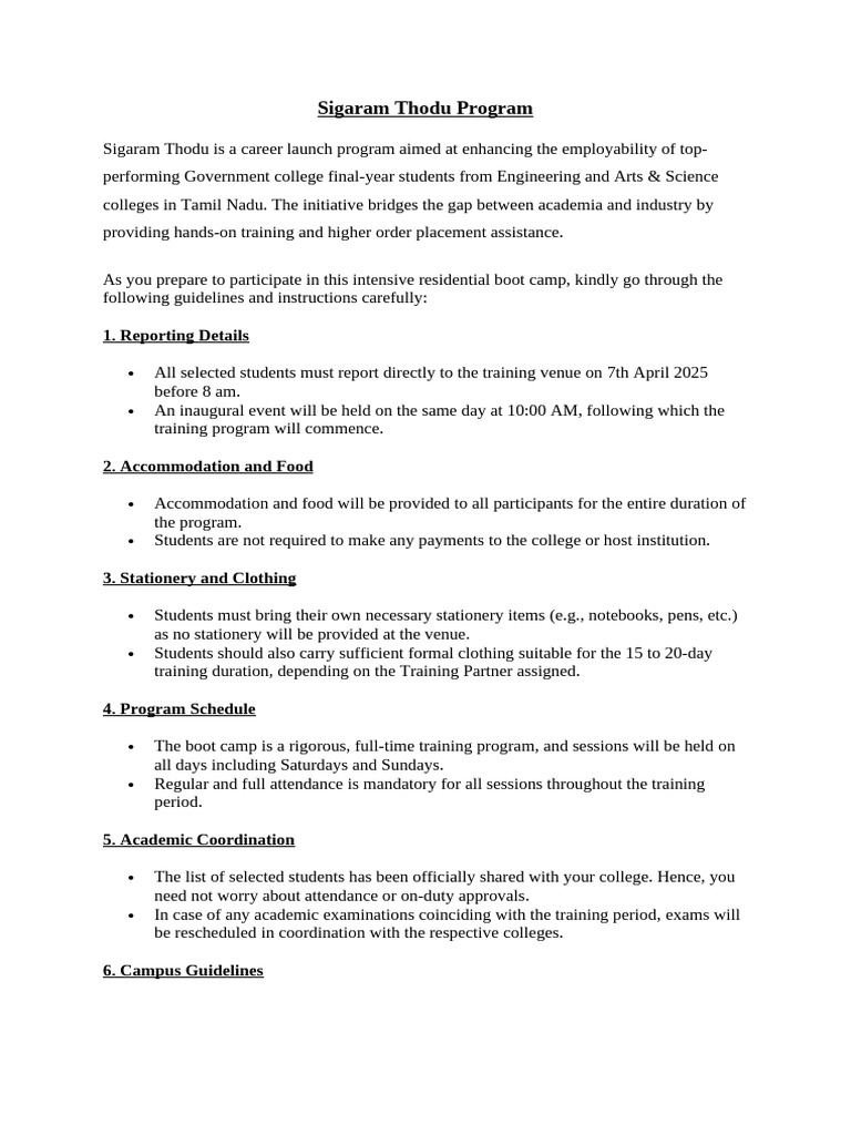 Sigaram Thodu Training Guidelines | PDF