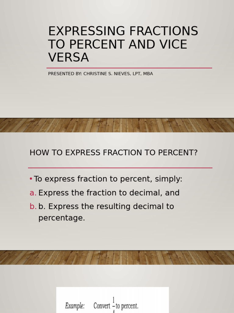 Expressing Fractions To Percent and Vice Versa | PDF