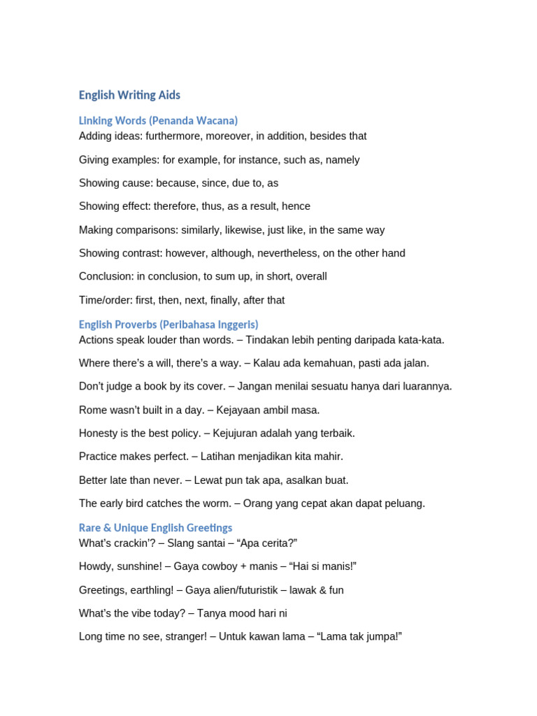 English Writing Aids-1 | PDF