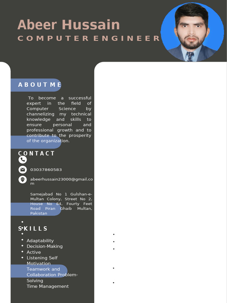 Abeer Hussain Computer Engineer | PDF