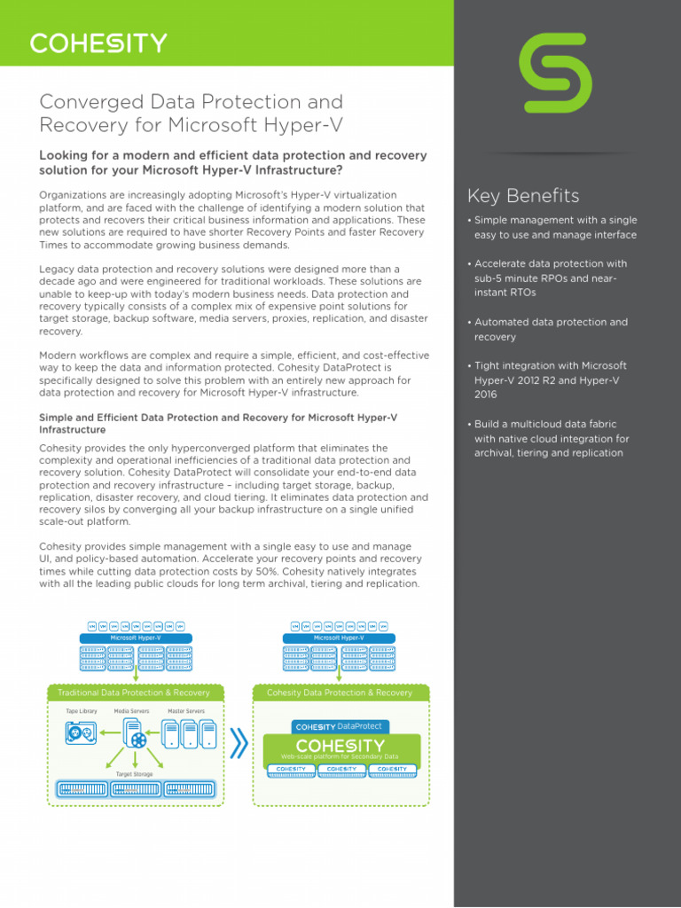 Cohesity and Hyper V Solution Brief | PDF | Hyper V | Cloud Computing