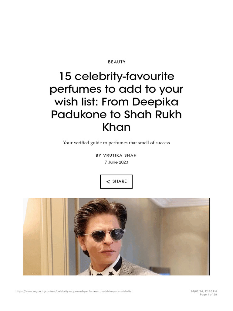15 Celebrity-Favourite Perfumes To Add To Your Wish List - From Deepika Padukone | PDF | Perfume ...