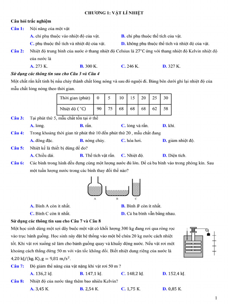 Chuong 1 Vat Li Nhiet 250 Cau 3200 PDF - Gdrive.vip | PDF