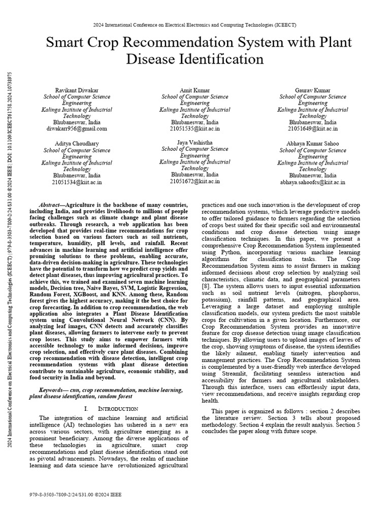 Smart Crop Recommendation System With Plant Disease Identification ...