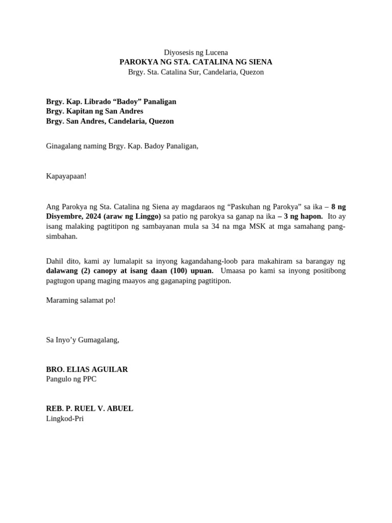 Letter Paskuhan Kapitan | PDF