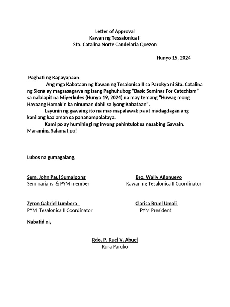 Letter of Approval | PDF