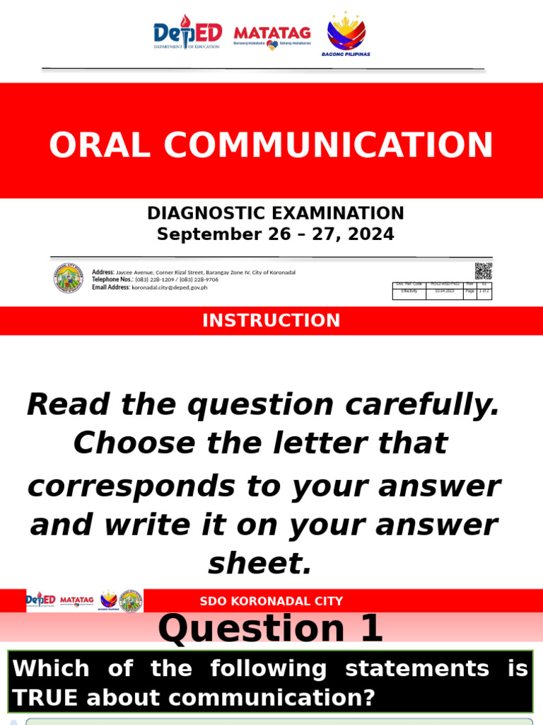 Oral Sdo Korondal City SD Template | PDF | Communication | Human ...