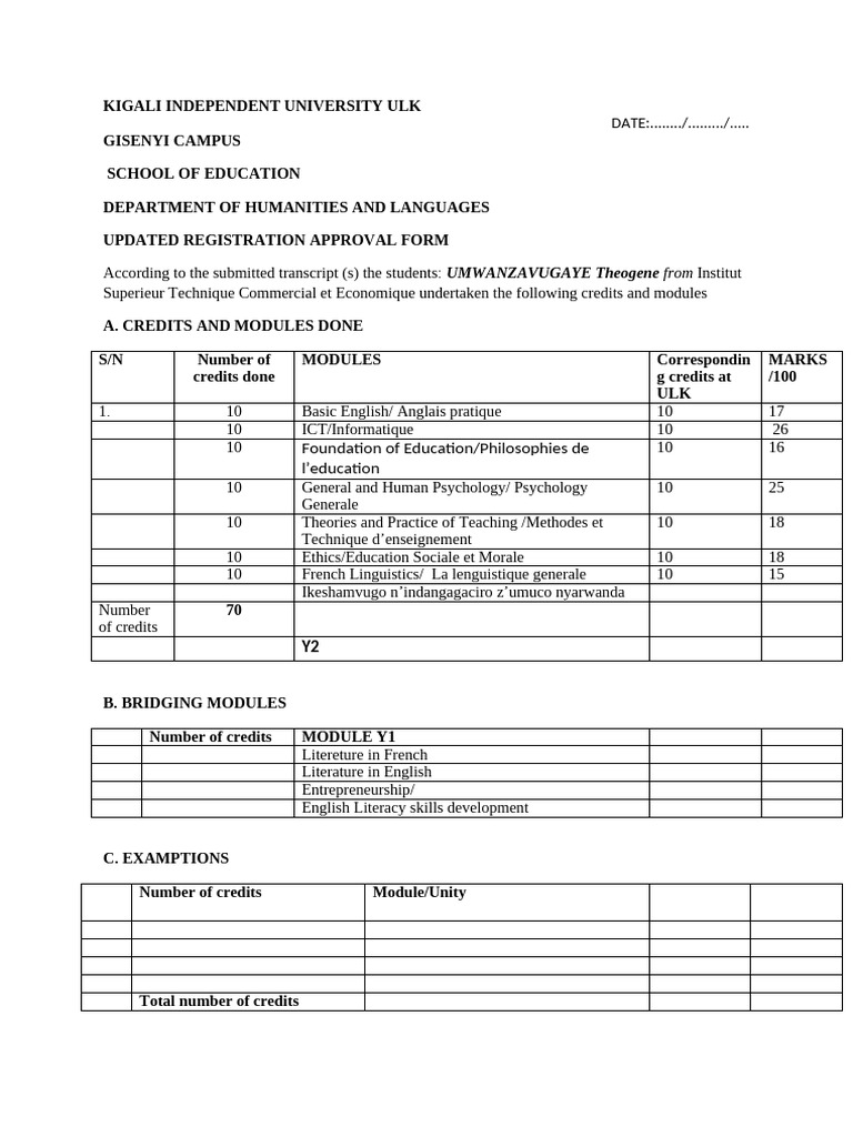 ULK Updated Registration Approval Form | PDF