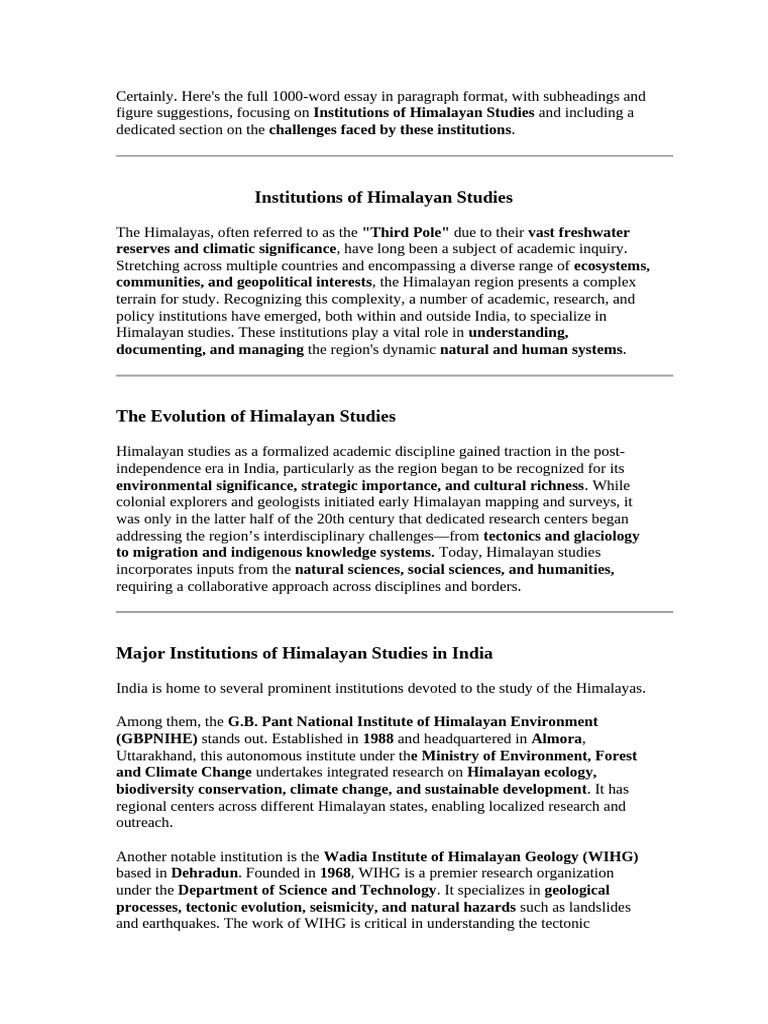 Instiutions of Himalaya | PDF | Himalayas | Conservation Biology