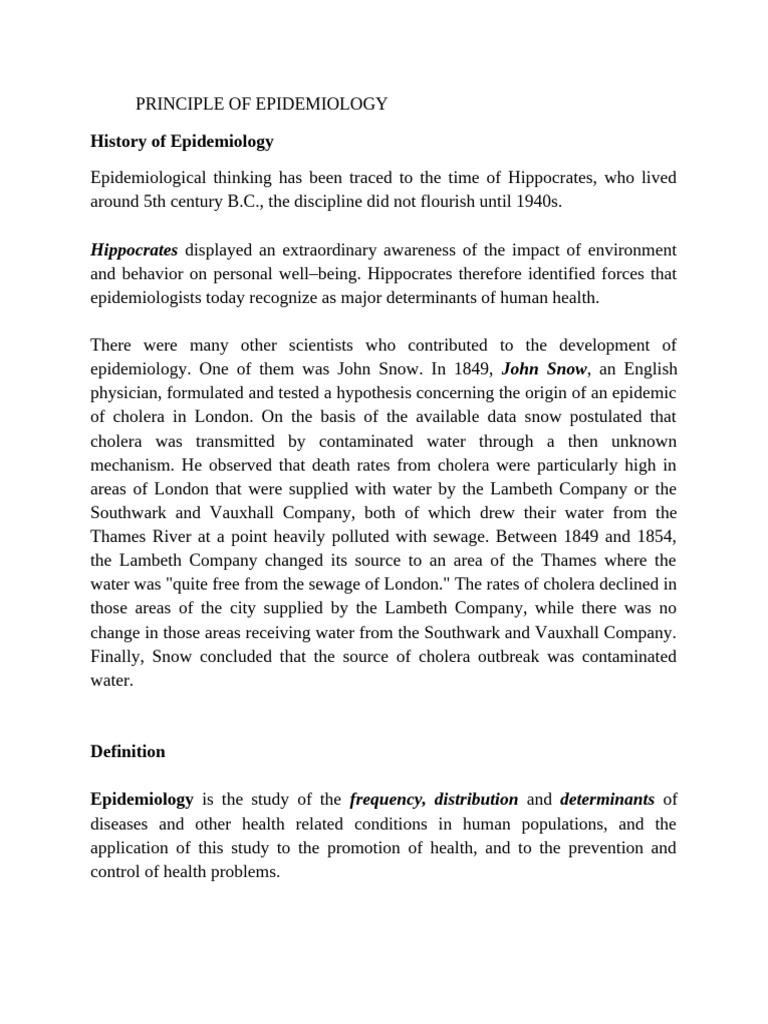 Principle of Epidemiology Eht146 | PDF | Infection | Epidemics