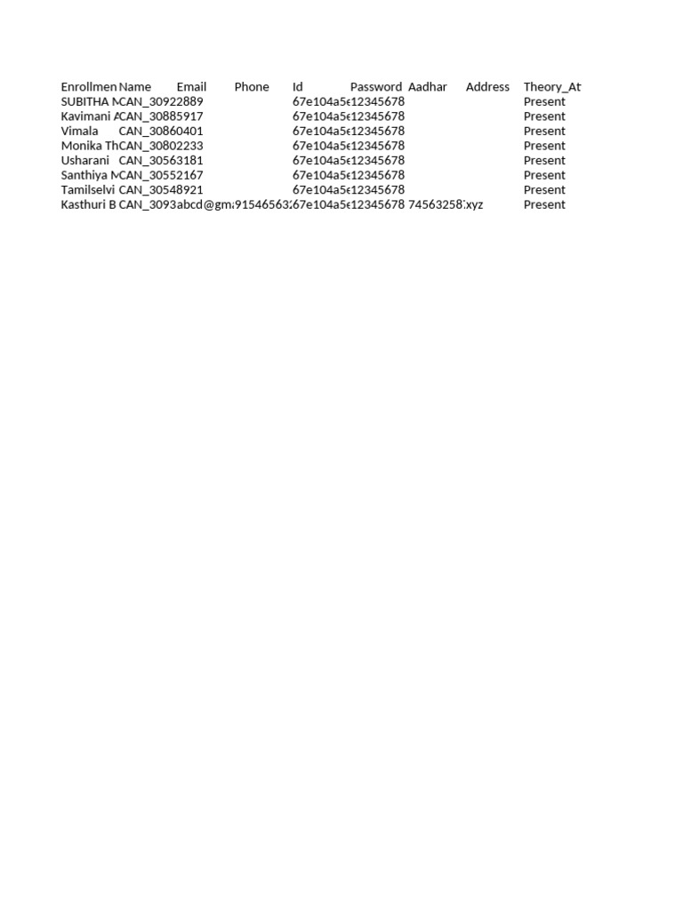 Batch 67e104895f02458ec2d214da Attendance | PDF