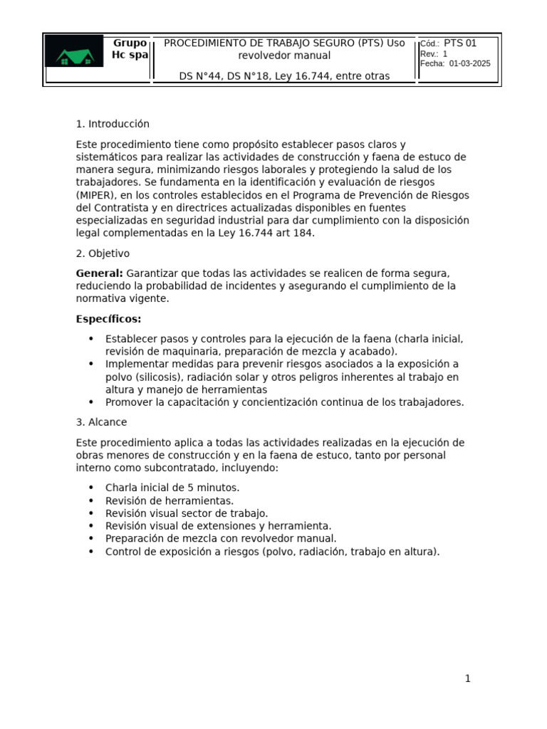 PTS: Uso Seguro de Revolvedor Manual | PDF | Perforar