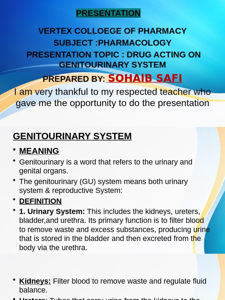 Pharmacology of Genitourinary Drugs | PDF | Muscle Contraction ...