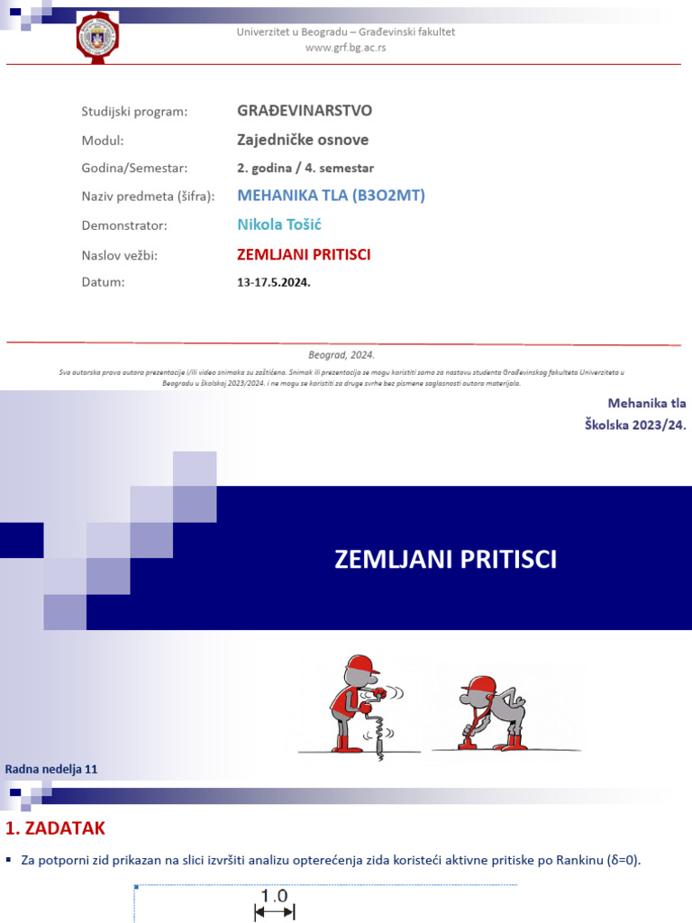 Vezba 8 Zemljani Pritisci | PDF